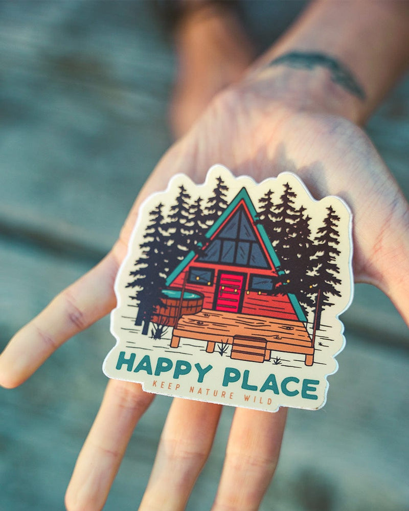 Happy Place A-Frame Cabin Sticker | Keep Nature Wild
