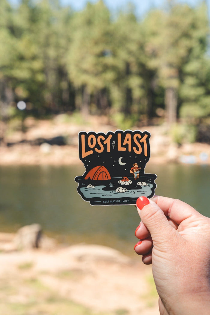 Lost at Last Camping Sticker