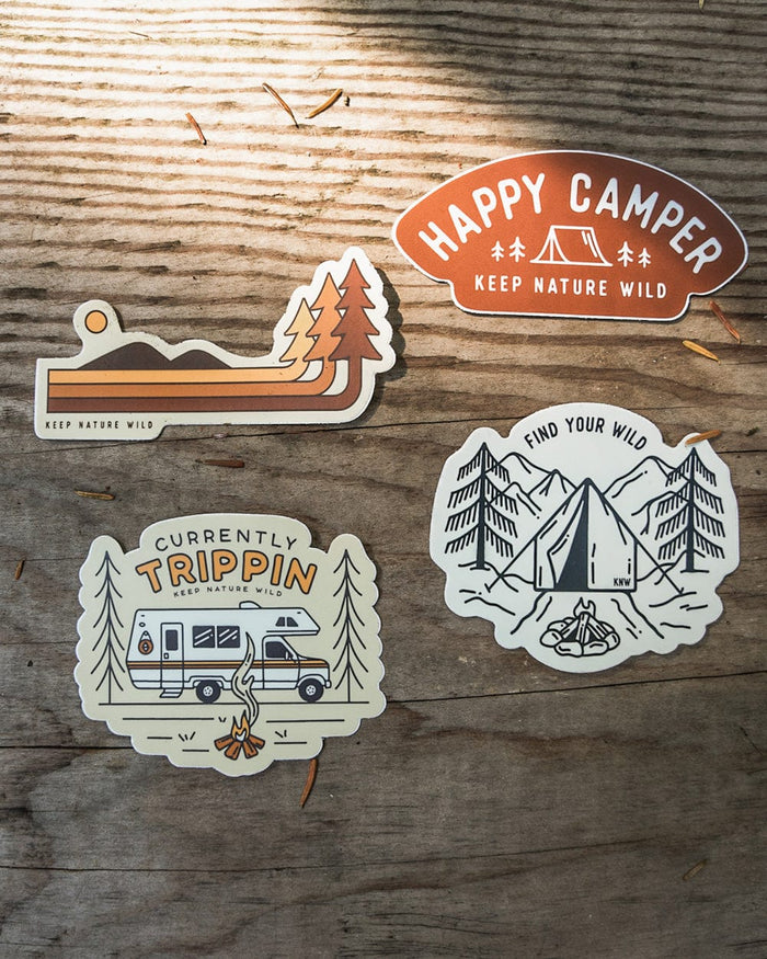 Retro Pines Camping Sticker | Keep Nature Wild