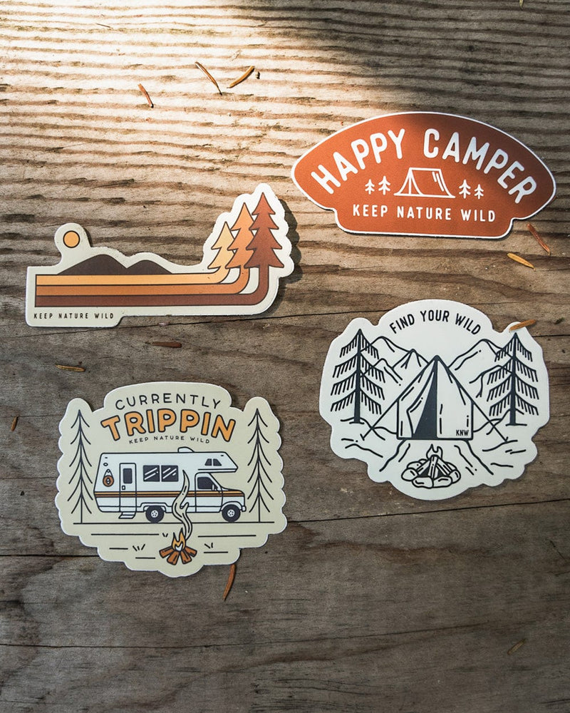 Retro Pines Camping Sticker | Keep Nature Wild